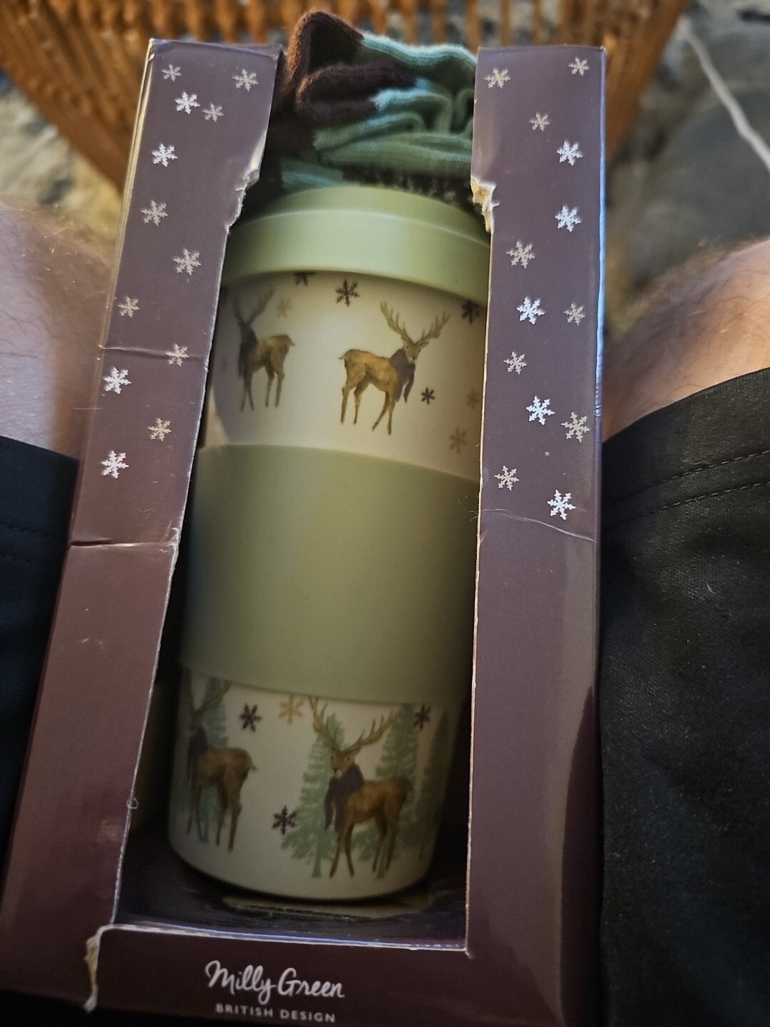 Molly Green British Design Travel Mug Deer Mug With Socks. | eBay