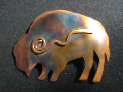 Vintage Copper Buffalo Pin Brooch believe to be made Montana artist ...