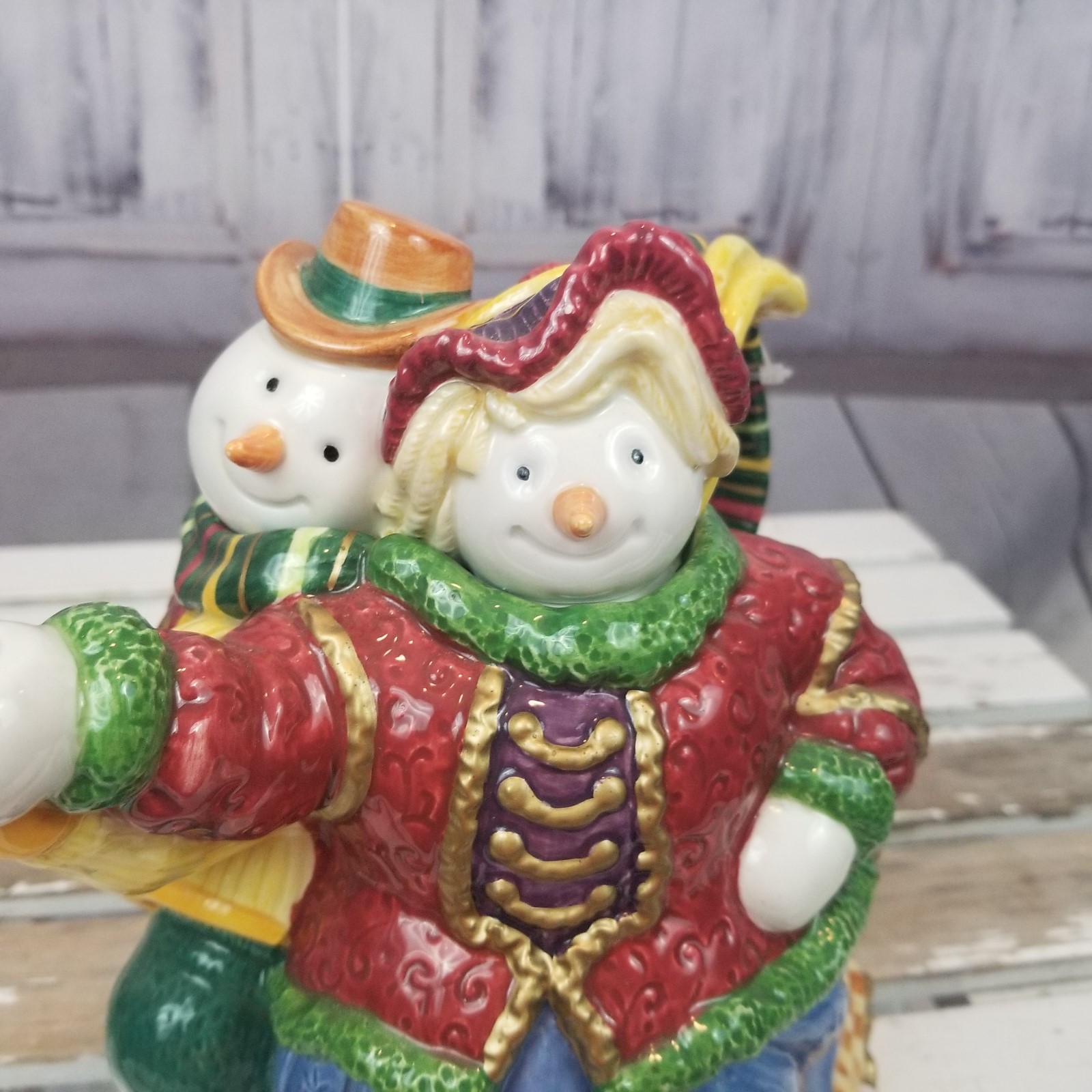 Fitz Floyd xmas holiday Santa snowman pitcher teapot jug water snow ...