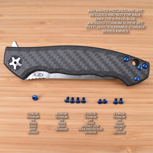 Zero Tolerance ZT0452CF 452 ZT 0452CF Titanium 9pc Screw Set Anodized ...