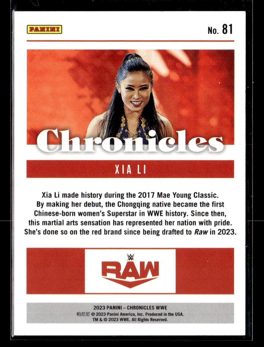 2023 Chronicles WWE Xia Li #81 RAW Red Parallel 7/199 | eBay