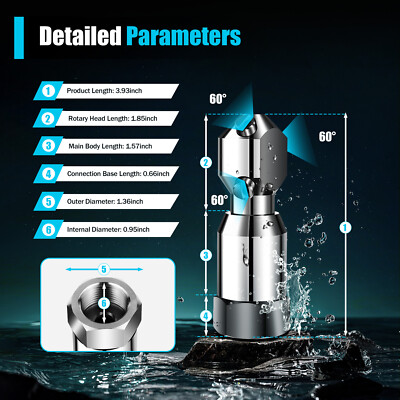 3 Jet Heads 3/4" 360° Washer Drain Sewer Cleaning Pipe Jetter Rotary ...