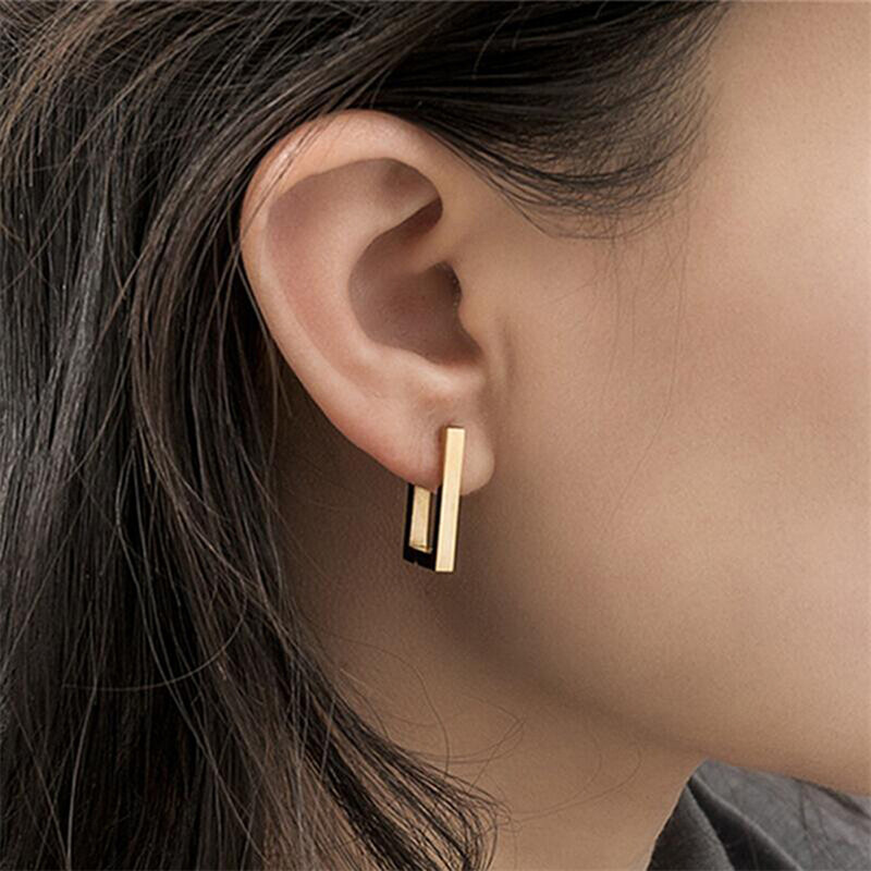 1Pair Square Geometric Earrings Cutout Rectangular Alloy Earrings Women ...