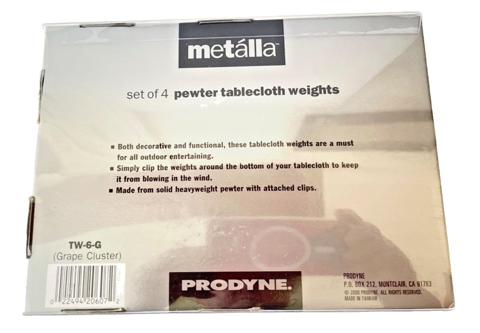 Metalla Tablecloth Weights Solid Pewter Heavyweight Clips Set 4 Grape ...