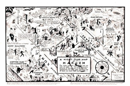 1932 "Nightclub Map of Harlem" Reprint - CANVAS PRINT - FOR FRAMING ...