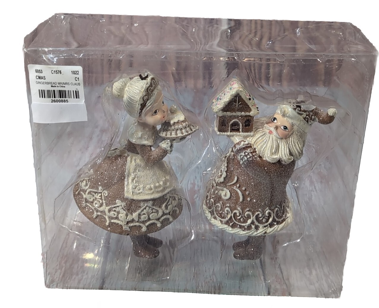 Set of 2 Gingerbread Lace Santa & Mrs Claus Christmas Tree Figural ...