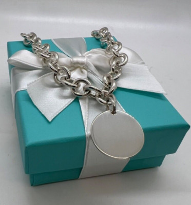 Tiffany & Co. Round Tag Chain link Necklace Sterling Silver 925 | eBay