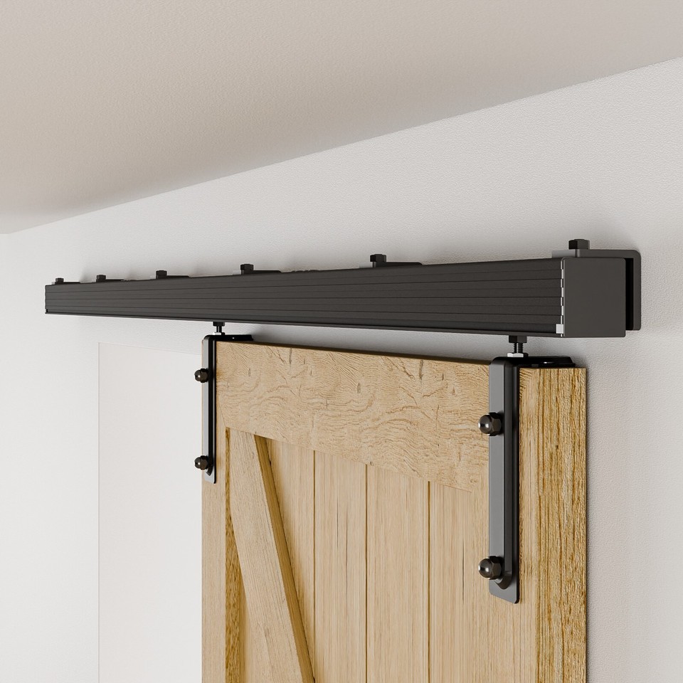 6/6.6FT Wall Mount Kit Box Rail Hardware Sliding Barn Door Track,Carbon ...