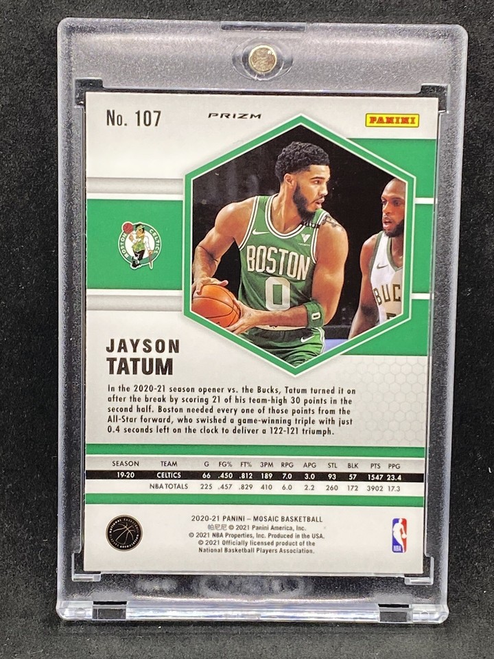 Jayson Tatum RARE GREEN REFRACTOR PRIZM INVESTMENT CARD SSP MOSAIC ...
