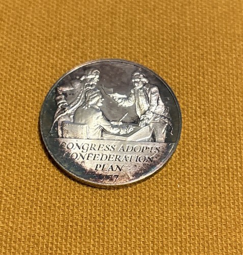 Congress Adopts Confederation Plan 1777 Sterling Silver- Franklin Mint ...