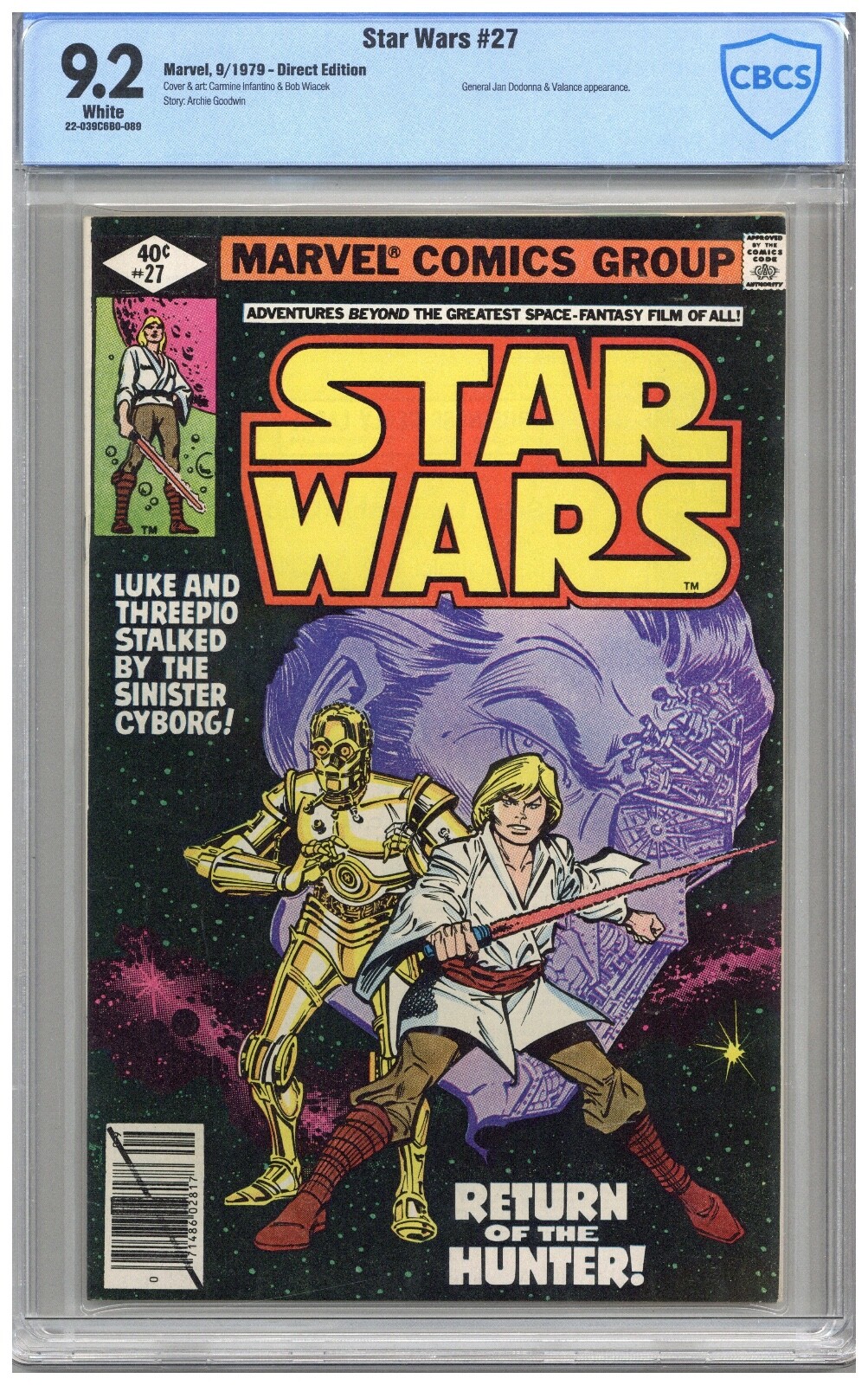 Star Wars # 27 CBCS 9.2 NM- White pgs 9/79 General Jan Dodonna & Vala ...