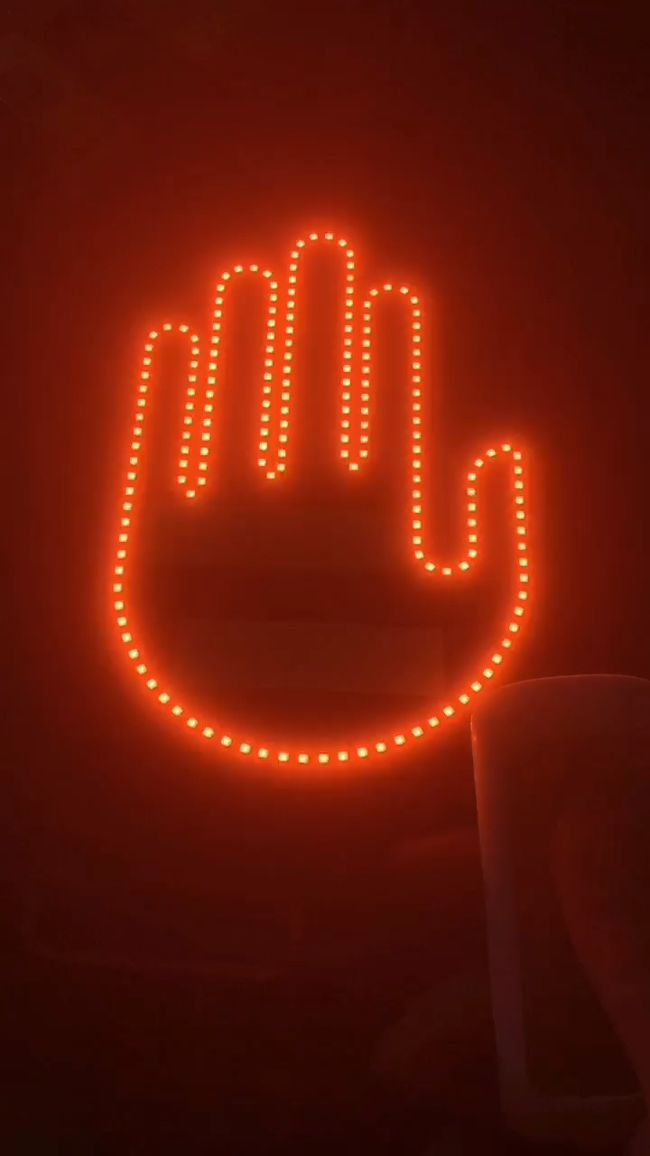 LED Middle Finger Light Middle Finger Gesture Light w/ Remote Car Signs ...