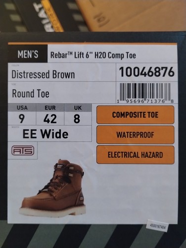 Ariat mens Rebar Lift 6 H20 Composite Toe Size 9EE With Free Shipping ...