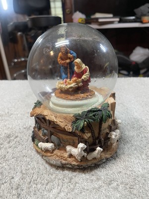 Nativity Scene Musical Jingle Bells Snow Water Globe (parts Or Decor ...