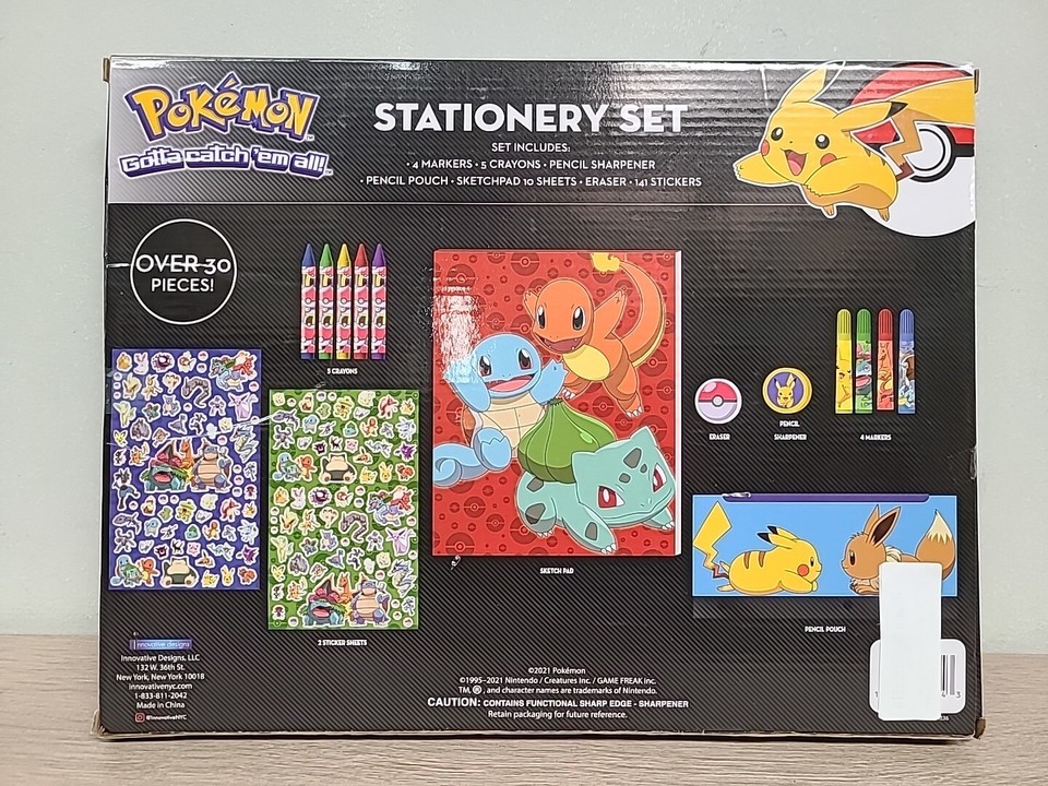 Pokemon Kids Stationary Set Crayons Markers Stickers and Stampers ...