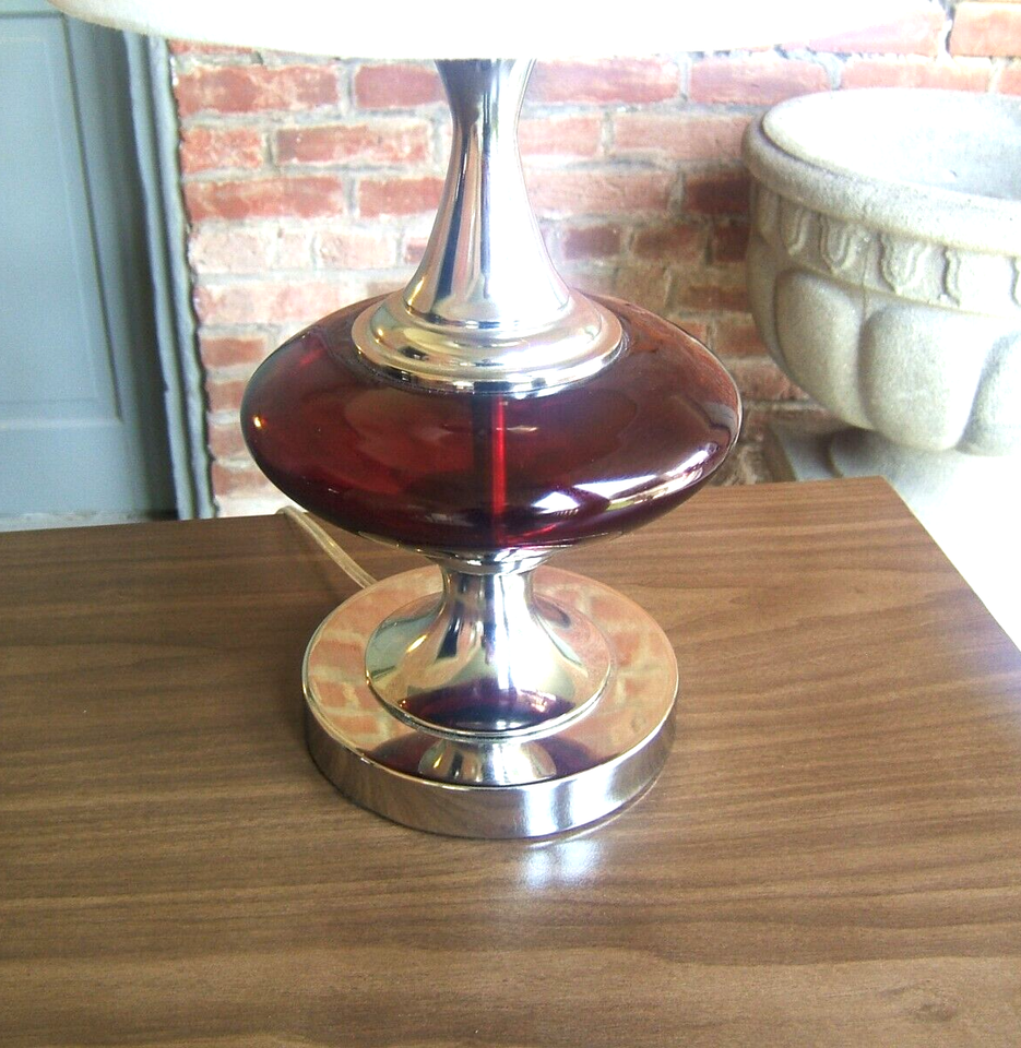 red art glass table Lamp 30 inches tall Mid Century Style Uttermost | eBay