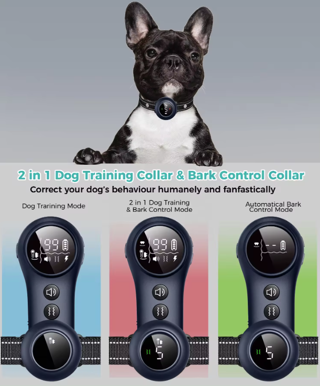 TQT 2 in 1 Dog Training Collar and Anti Bark Dog Collar Rechargeable ...