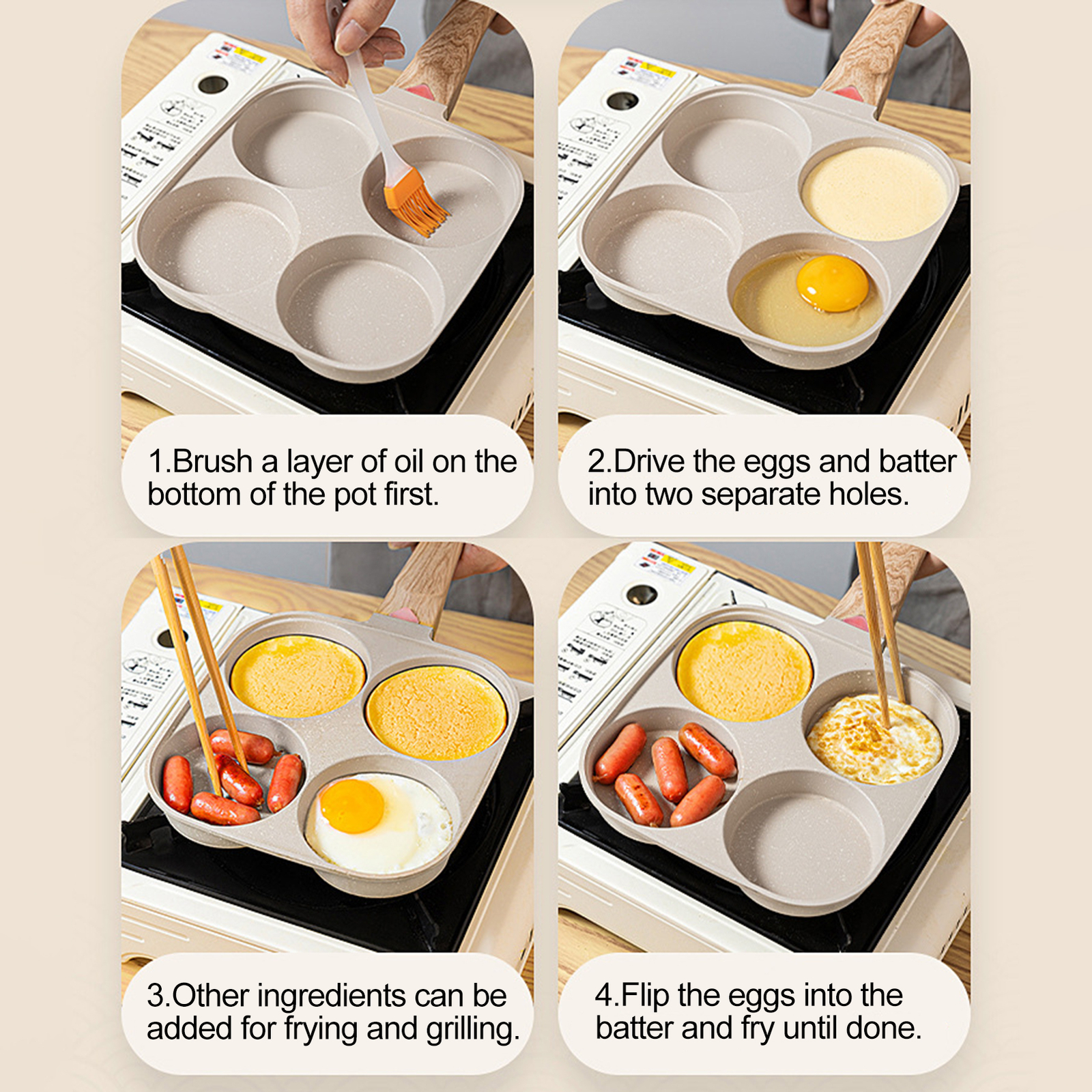 Omelet Pan Lightweight Cooking Multifunctional Egg Cooker Pan Easy to ...