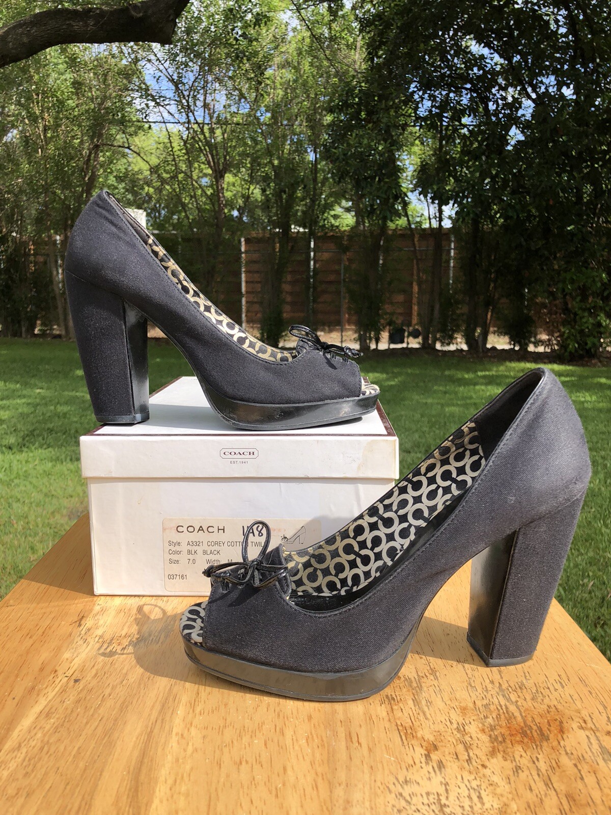 Coach A3321 Corey Cotton Twill Chunky Platform High Heel Size 7 Shoe ...