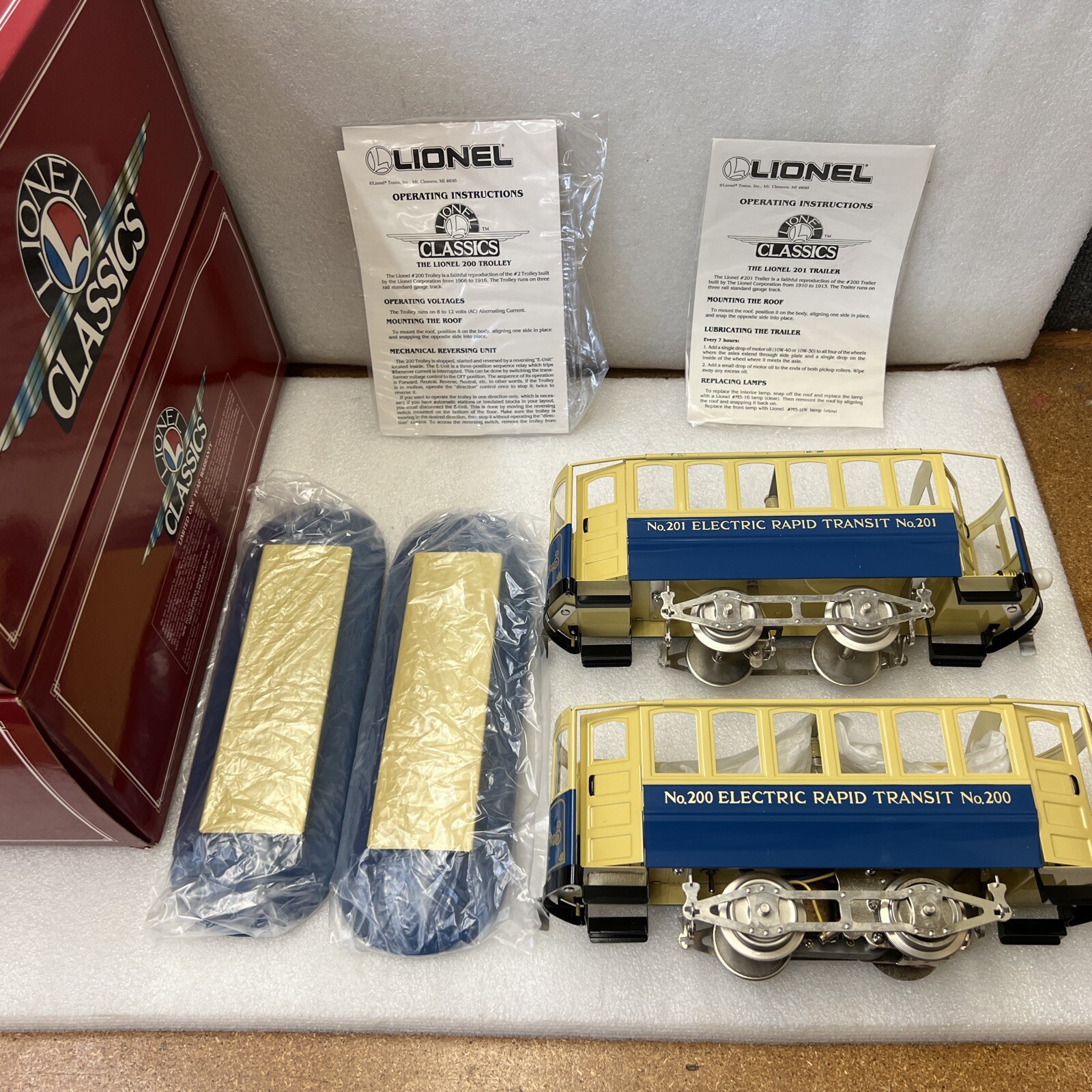 Lionel Classics Standard Gauge Tinplate 200 Trolley & 201 Trolley ...