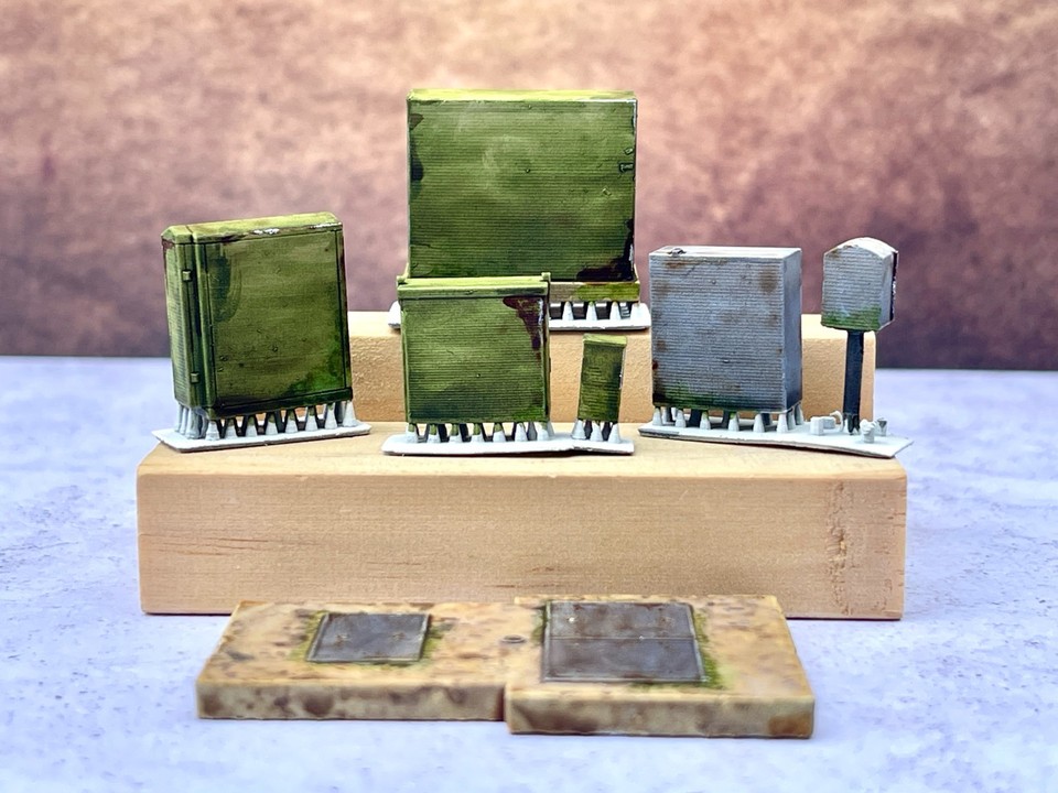 Road Rail Side Utility Boxes Set OO GAUGE 1:76 Model Railway Scenery ...