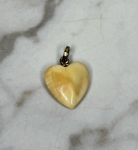 Vintage Bone Heart Floating Pendant Estate Jewelry | eBay