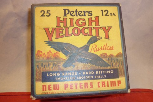Vintage Shotgun Shell Box - Peters High Velocity New Peters Crimp 12Ga ...