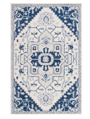 HORCHOW Ralph Lauren Floral Medallion Wool Bread Rug Oriental Blue ...