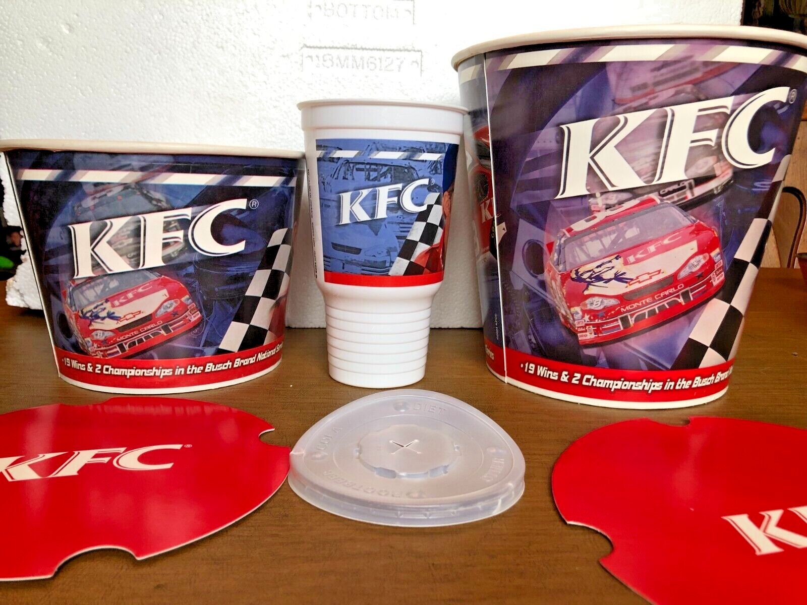 Vintage Set KFC Buckets 2004 NASCAR Earnhardt Jr & 32Oz drink cup all ...