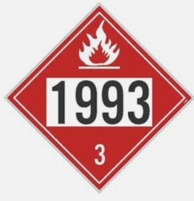 Dot Placard Sign, 1993 Clasd 3, Flammable Liquid , Pk10, Hazardous ...