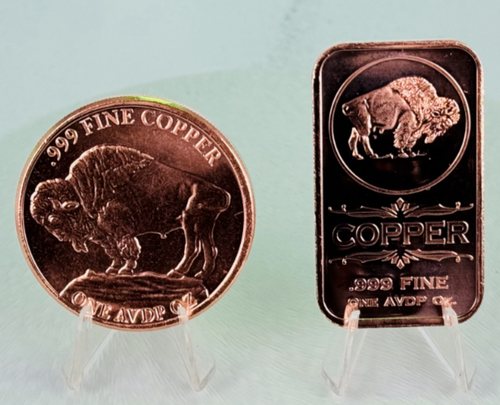 Copper Art Coin & Bar * Two-Piece Buffalo Set * Fine .999 Bullion ...