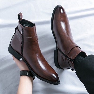 Herren Stiefeletten Mode Reiß verschluss Spitze Zehe Freizeit stiefel ...