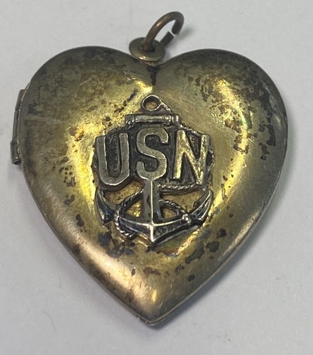 Vintage US Navy USN Sterling Silver Heart Charm With Photo Pendant ...
