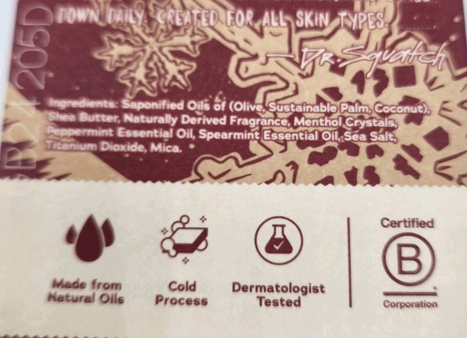 Dr. Squatch Bar Soap "Frosty Peppermint" Limited Edition Men's Natural ...