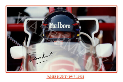 James Hunt signed 12x18 inch photograph poster- 1976 Formula 1 World ...