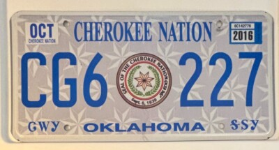 Oklahoma 2016 CHEROKEE NATION License Plate # CG6 227 | eBay