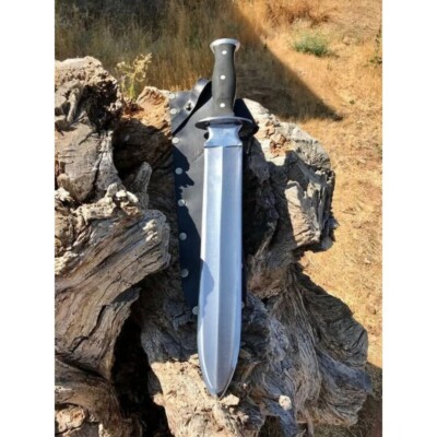 Custom Handmade Short Sword Double Edge D2 Tool Steel Survival Sword ...