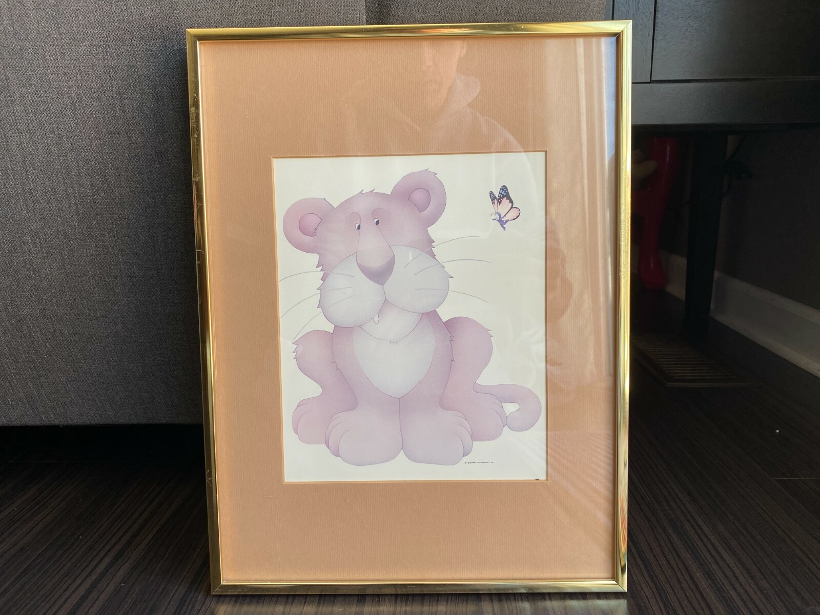 Stewart Moskowitz Art 1978 Lion Cub & Butterfly 8" X 10" Framed Matted ...