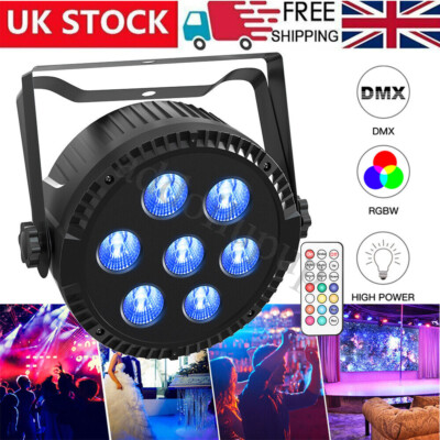 105W Par Can Stage Light RGBW 7 LED DMX Uplighter Lighting Effect DJ ...