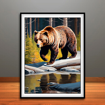 Grizzly Bear Print, Poster, Woodland Creatures Wall Art, Animal Decor ...