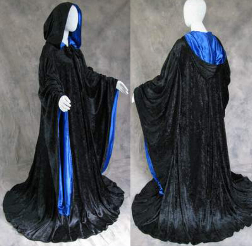 Velvet Halloween Hooded Wizard Medieval Renaissance Cloak Line With ...