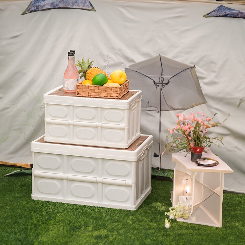 Large Folding Storage Box Stackable Baskets for Camping Caravan Picnic ...