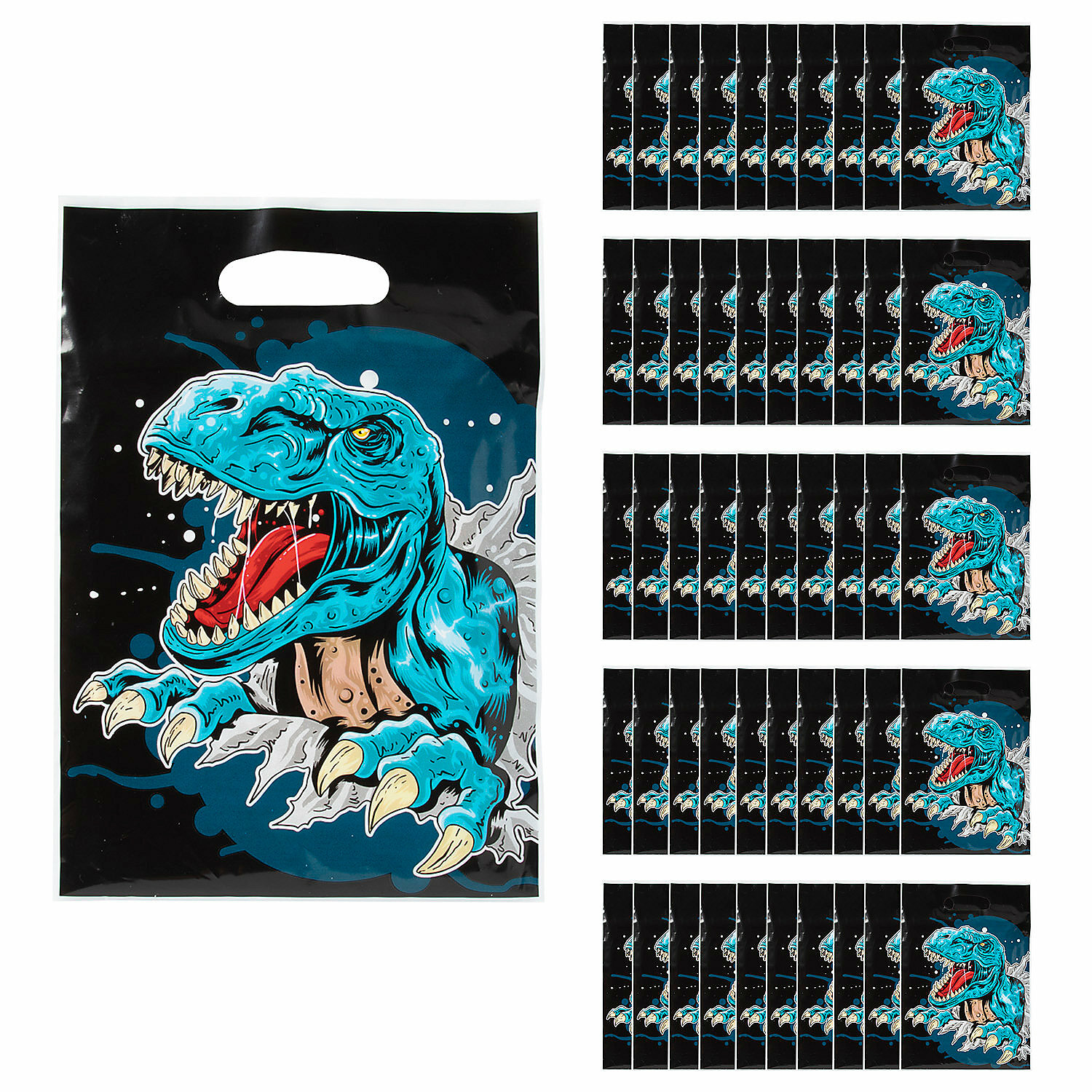 8 1/2" x 12" T-Rex Plastic Goody Bags, Birthday, Party Supplies, 50 ...