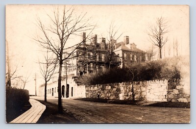 Vintage RPPC Boston MA Corey Hill Hospital Side View Road Rock Wall Q1 ...