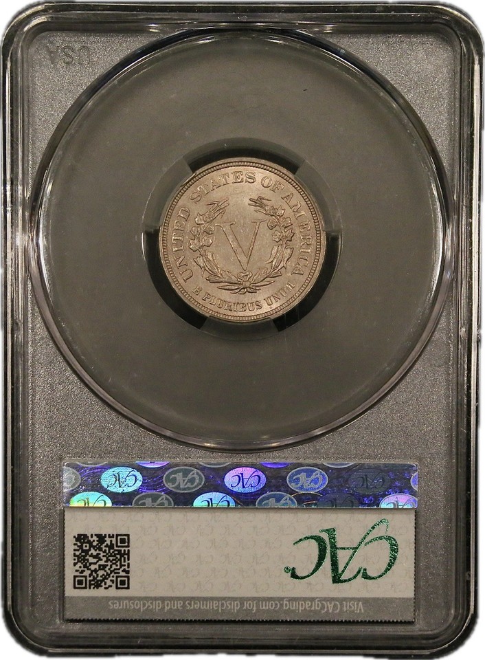 1883 Liberty V Nickel No Cents 5c CACG MS61 CAC Holder 2947 PQ Blazer ...