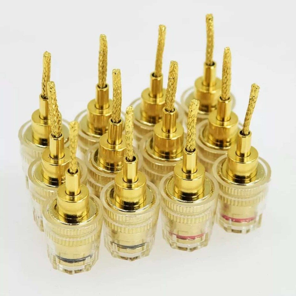 4X Banana Female to 2mm Pin Gold Plated Connector HIFI Cable Adapter ...