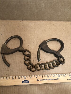 Rare ANTIQUE Vintage TOWER? LEG IRONS SHACKLES -hand Cuffs -no key | eBay