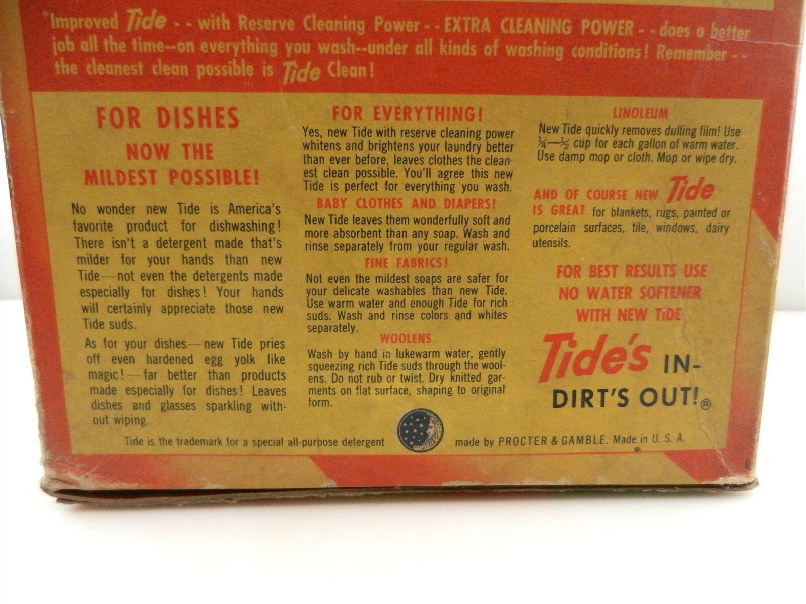 Vtg Tide Detergent Carton ~ Free Dispenser Size ~ 17" Box Wire Handle ...