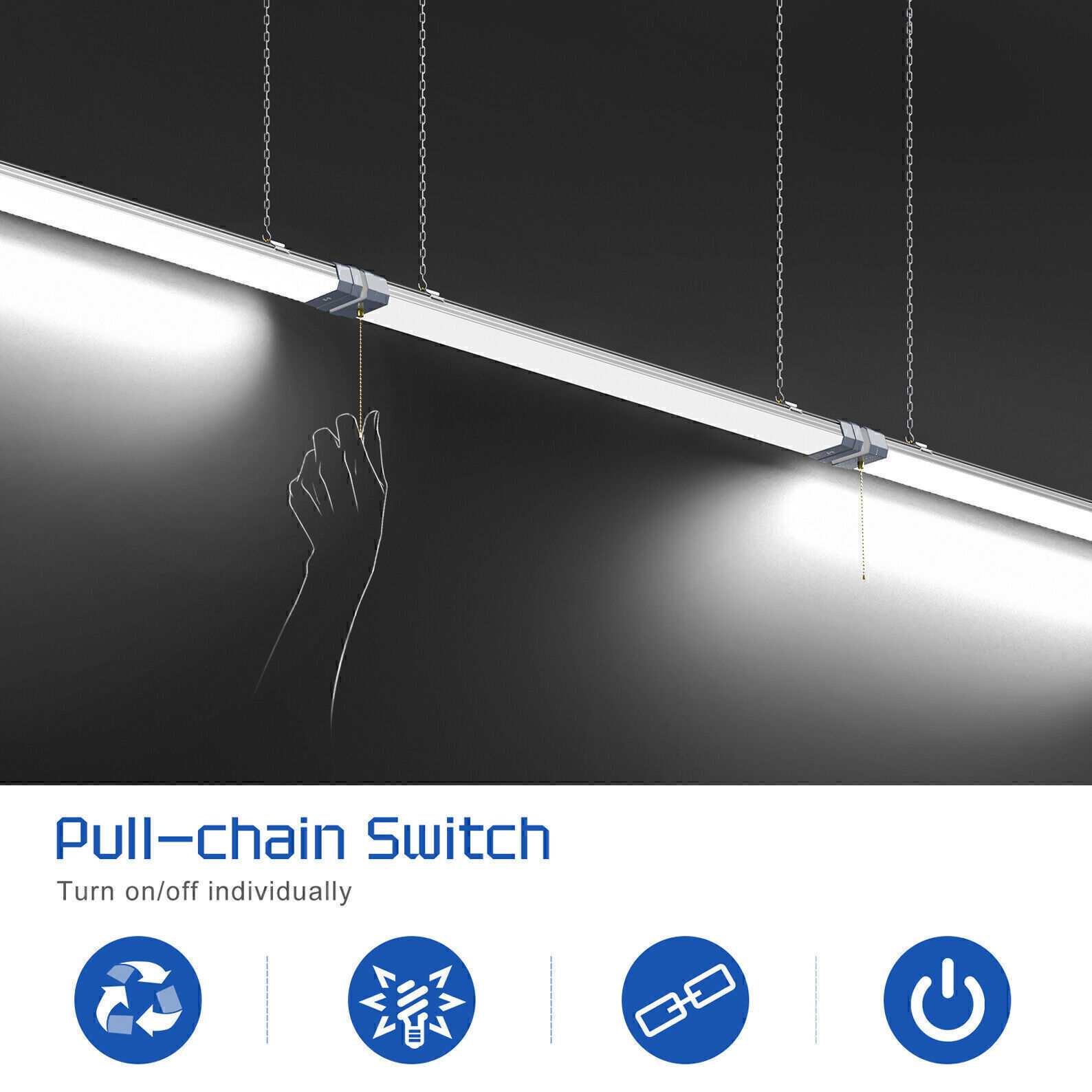 4-Pack 120W LED Shop Light Linkable For Garage Warehouse Office Airport ...