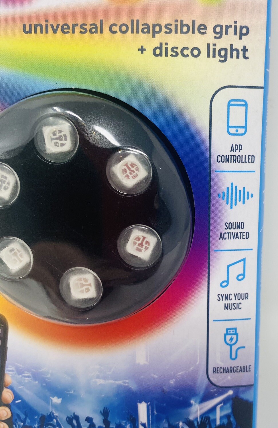 Bright Grip Collapsible Phone Grip & Disco Light Universal New ...